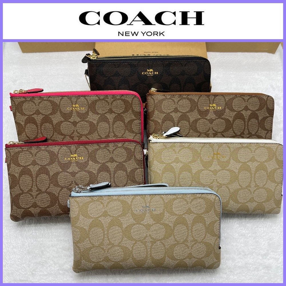 ♞แท้100% คล้องมือ Size S แบบ2ซิป COACH F66506 DOUBLE CORNER ZIP ...
