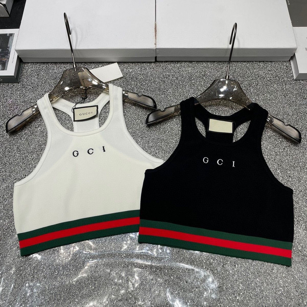 Hot_gucci 24 ฤดูร้อน Slim Fit สีแดงและสีเขียวลาย Patchwork Letter เย็บปักถักร้อยอเนกประสงค์ ...