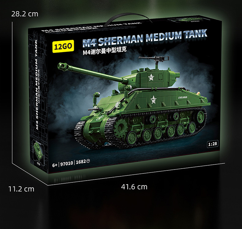 12go,97010,wwii M4 Sherman Medium Tank Building Blocks ถังของเล่น ...