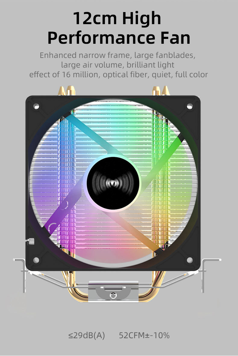 Teucer CPU Cooler 4 ท่อความร้อนหม้อน้ํา PC Cooling 3PIN PWM เงียบ Rgb ...