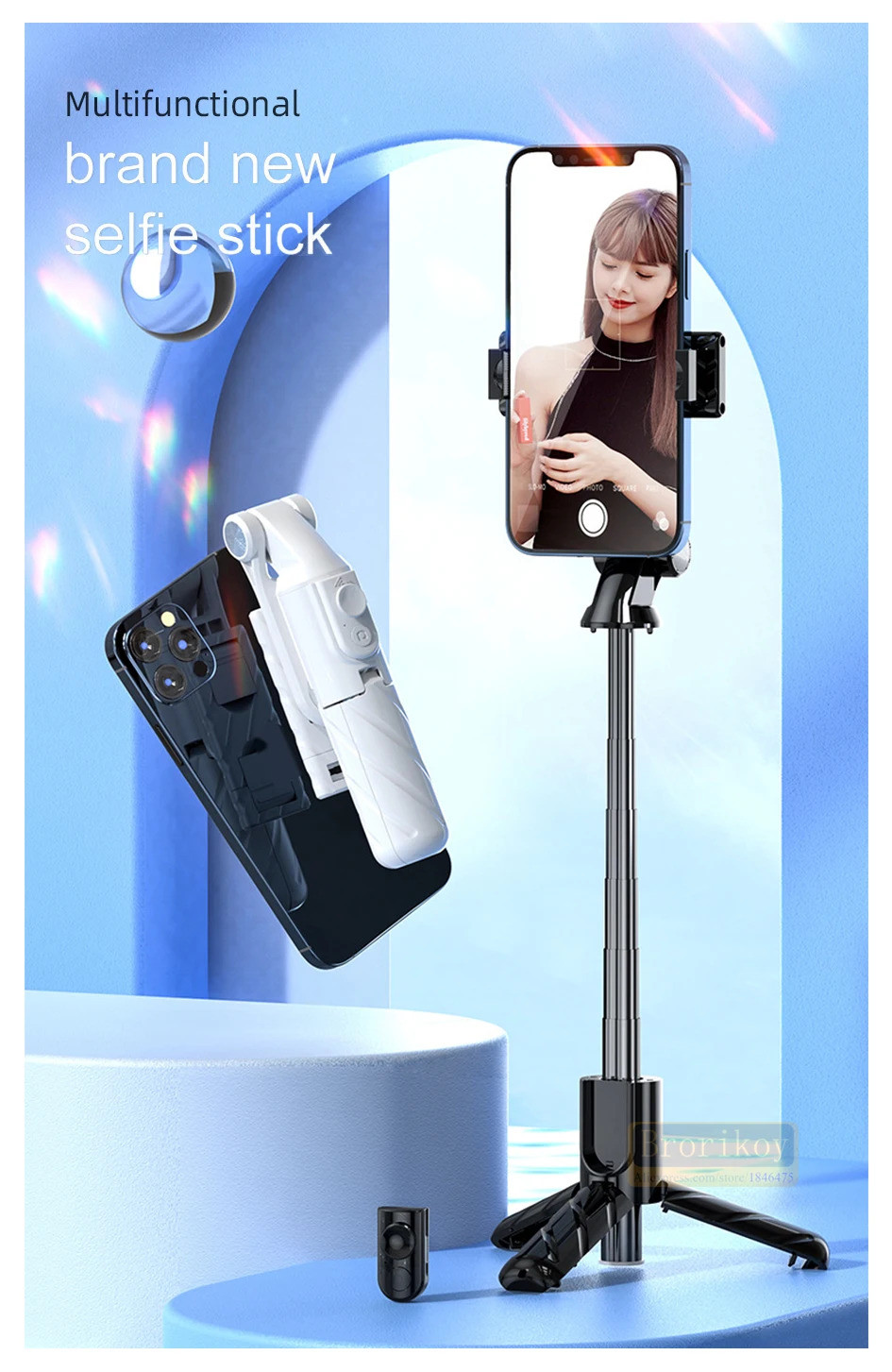 V03ไร้สายบลูทูธ S elfie ติดกับมินิขาตั้งกล้องพับ S elfie ก้านที่มีการ ...