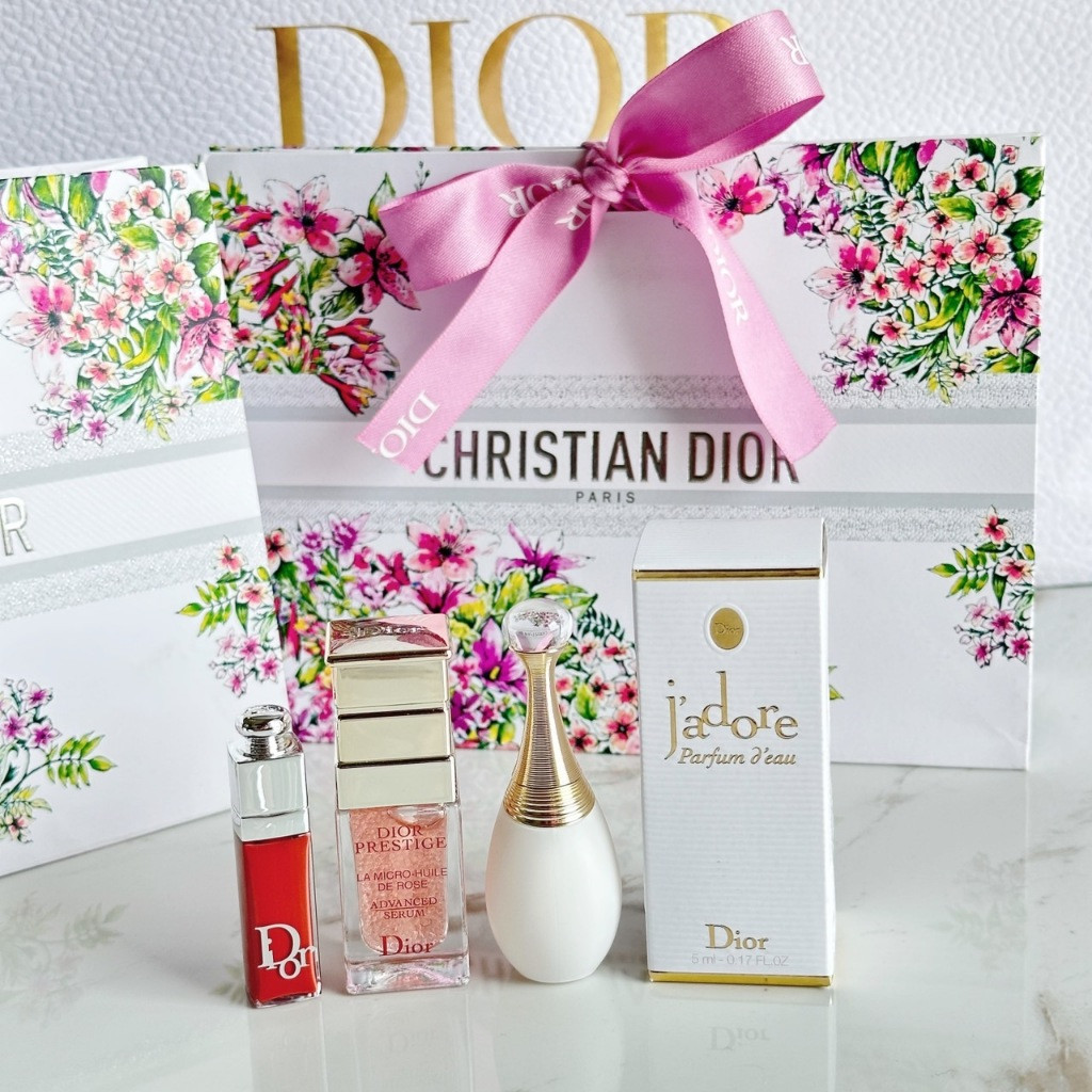 Dior miniature Set 3 Pcs. น้ำหอม+ลิปสติก+เซรั่มเข้มข้น พร้อมถุงกระดาษ ...