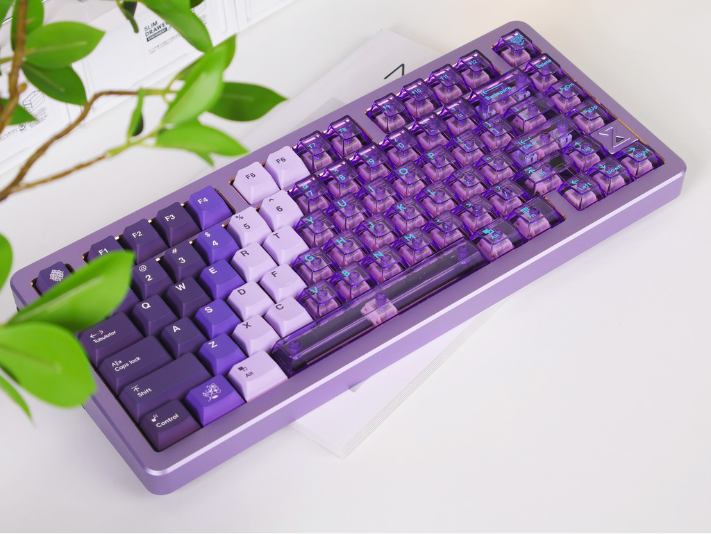 Lilac Keycaps Gradient สีม่วง PBT + PC Light ผ่านโปรไฟล์เชอร์รี่ Keycaps ชุดสําหรับ MX Switches ...