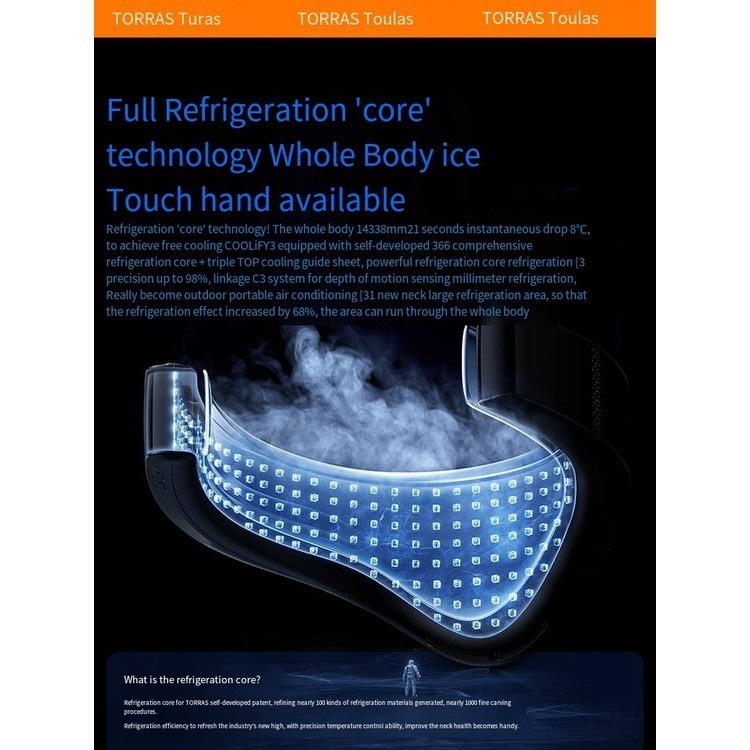 Original Torras Coolify 3 คอแขวนเครื่องปรับอากาศพัดลมแขวนคอระบายความร้อนแบบพกพาอัจฉริยะสวมใส่คอ ...
