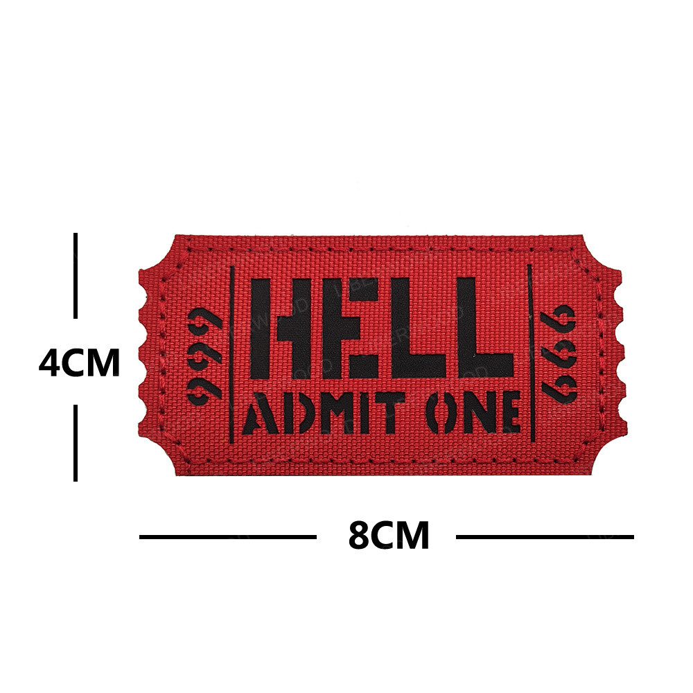 Hell Admit One Pound Town Camo ยุทธวิธีแพทช์มือ Fatima Badge Patch Tactics เกียร์เสื้อกั๊ก ...