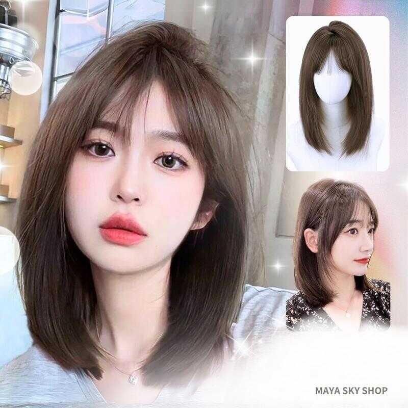 MU30-1 วิกทอมือตัว U ผมสั้นประบ่า มีหน้าม้า สีน้ำตาล ความยาว 40 cm ...