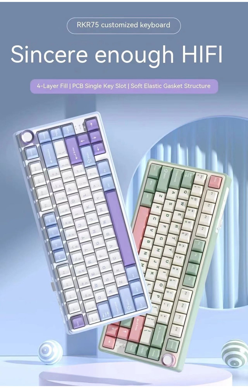 Rk R75 Pro คีย์บอร์ดไร้สาย QMK 75% Custom 3 โหมด RGB พร้อมปุ่มปรับระดับ ...