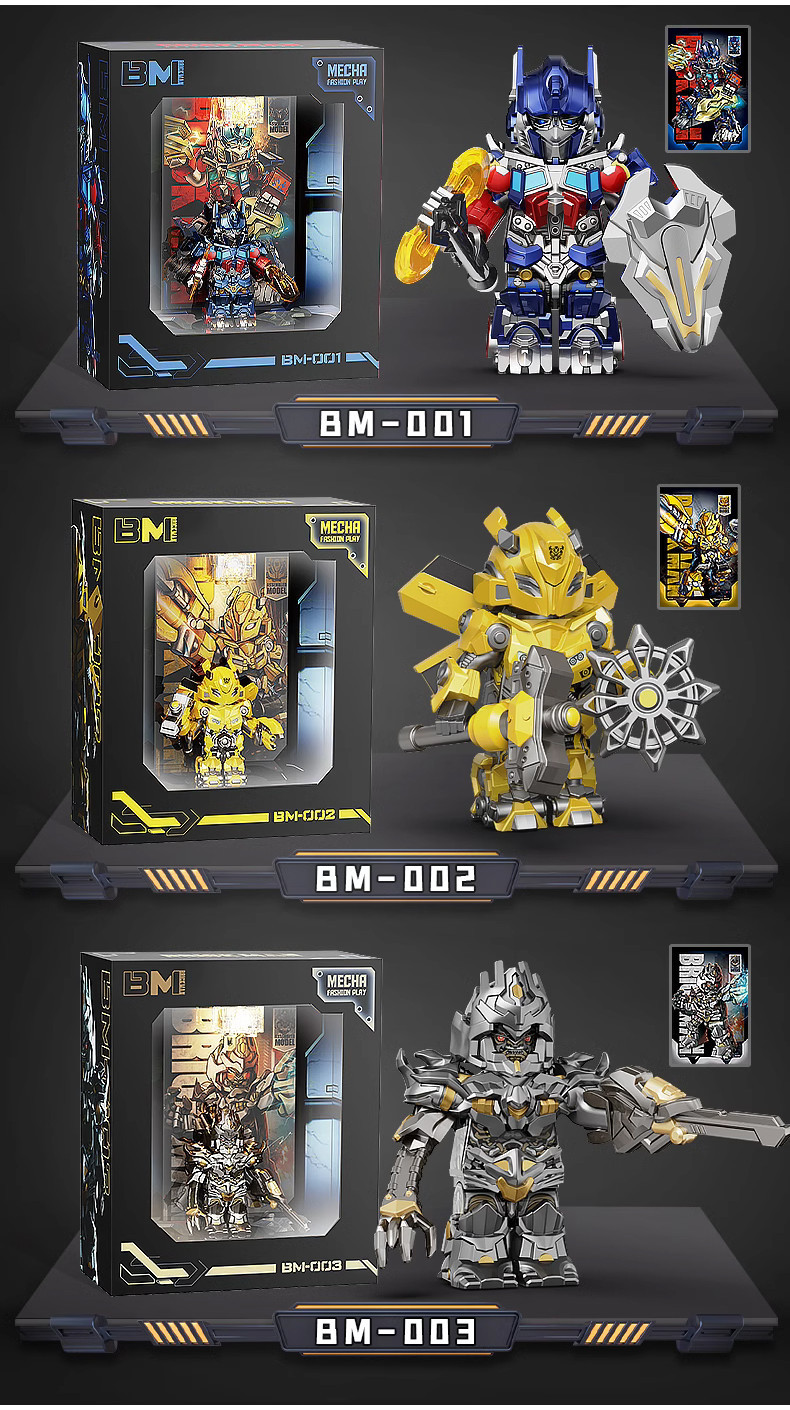 Brickman Transformers Optimus Prime Bumblebee Megatron Minifigures 3in1 ...