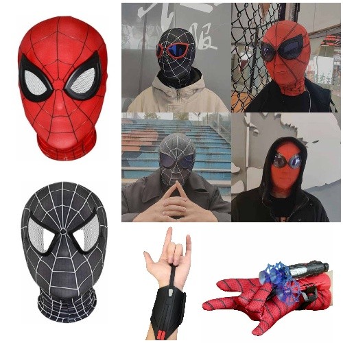 ในสต็อก ใหม่หลายสไตล์ Spiderman Elastic Mask และ Spider-Man Web Shooter ...