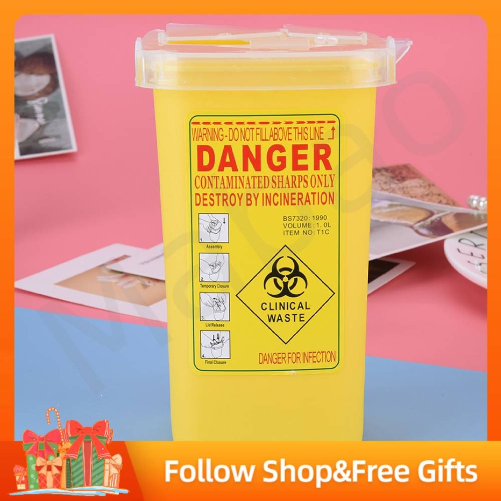 ในสต็อก Ready Stock Tattoo Medical Plastic Sharps Container Biohazard ...