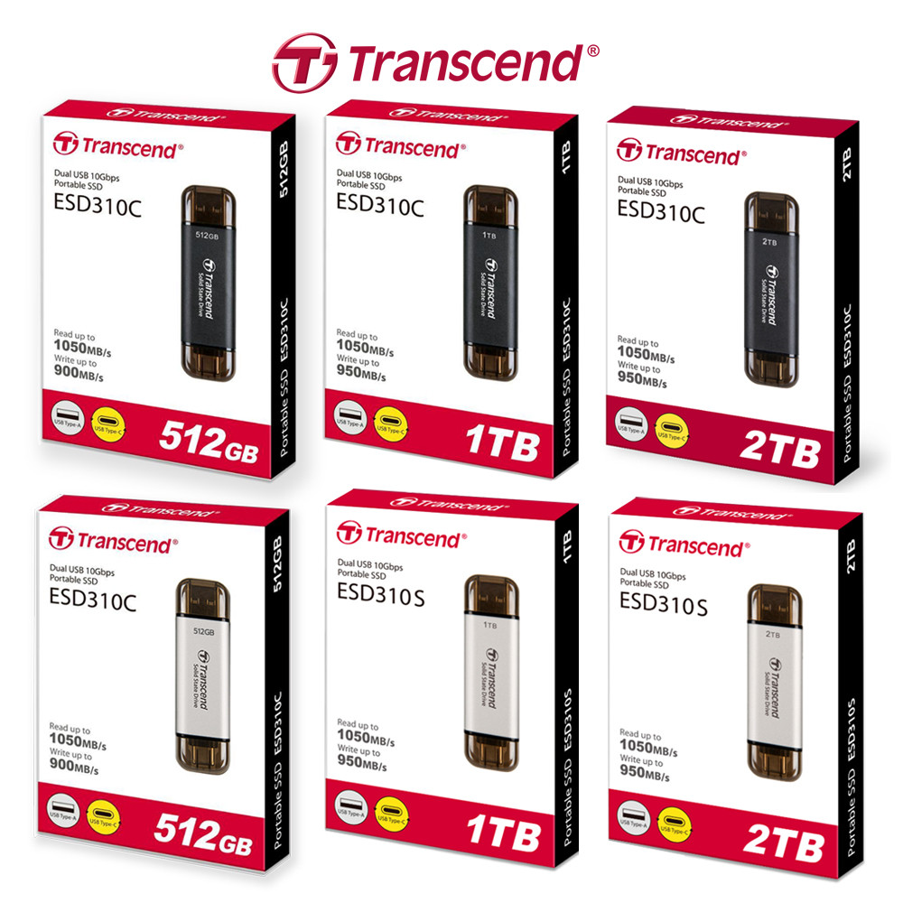 Transcend External SSD smallest ESD310C/ESD310s USB Type A and USB Type ...
