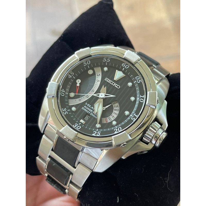 SEIKO VELATURA KINETIC DIRECT DRIVE POWER RESERVED MENS WATCH 43 MM ...