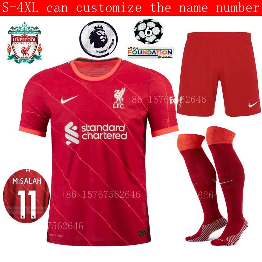 ในสต็อก Liverpool home jersey man แฟนคุณภาพสูง เพิ่มชื่อและ UCL Patch ...