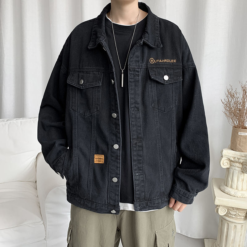 American Retro Washed Denim Jacket ผู้ชายเกาหลีรุ่น Fried Street ...