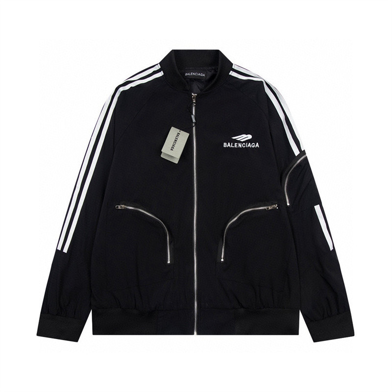 Fashion 8ALE2GA เสื้อโค้ทผู้ชายและผู้หญิง งานปักลายสามบาร์ เสื้อกีฬา ...