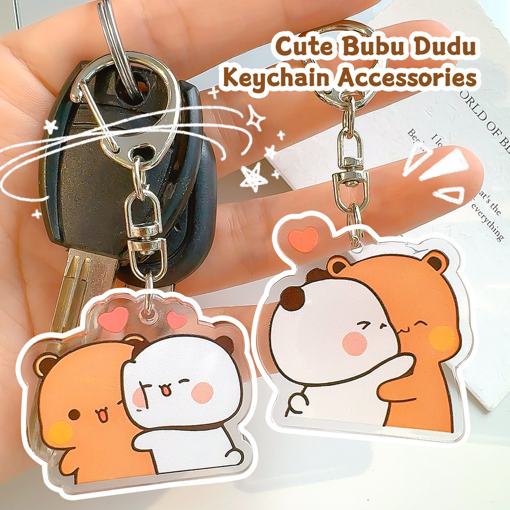 น่ารักการ์ตูน Bubu Dudu Rose Love พวงกุญแจ - คู่หมี Panda พวงกุญแจ ...