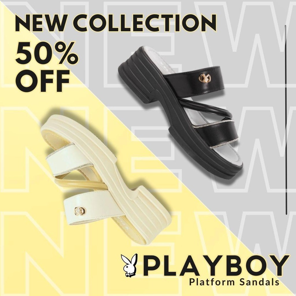 PLAYBOY รองเท้าแตะแพลตฟอร์ม รหัส ST-HS244C121 ดีไซน์ทรงแตะสูงแบบสวมสาย ...