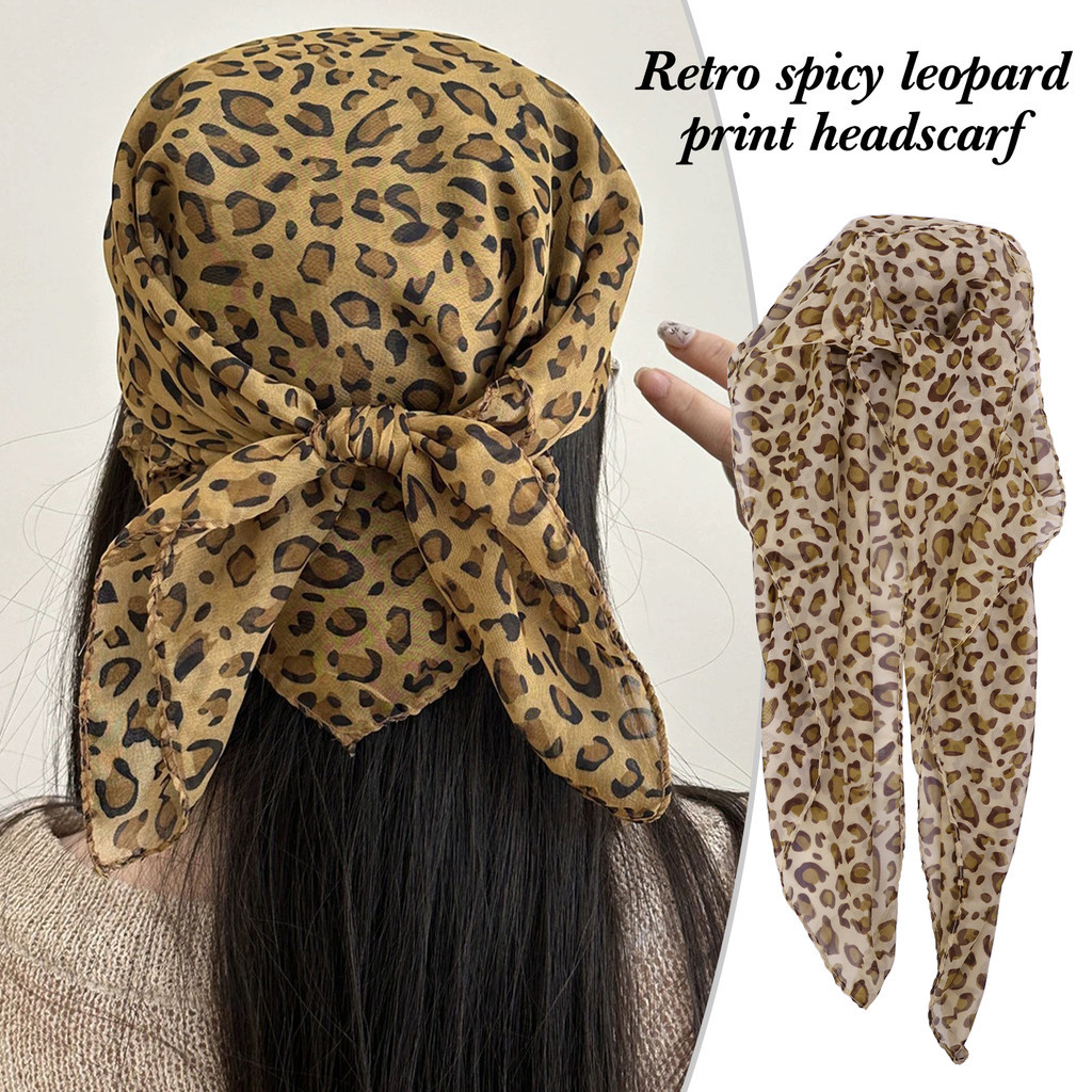 Y2k สไตล์แฟชั่นเสือดาว Headscarf - ผ้าพันคอฝรั่งเศส Dark Leopard Turban ...