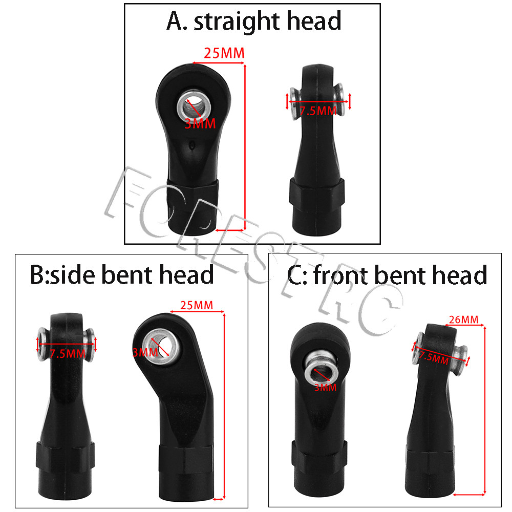 10/50 ชิ้นพลาสติก M3 M4 Ball Bent ตรงหัว Linkage ดึง Rod Tie Rod End ...