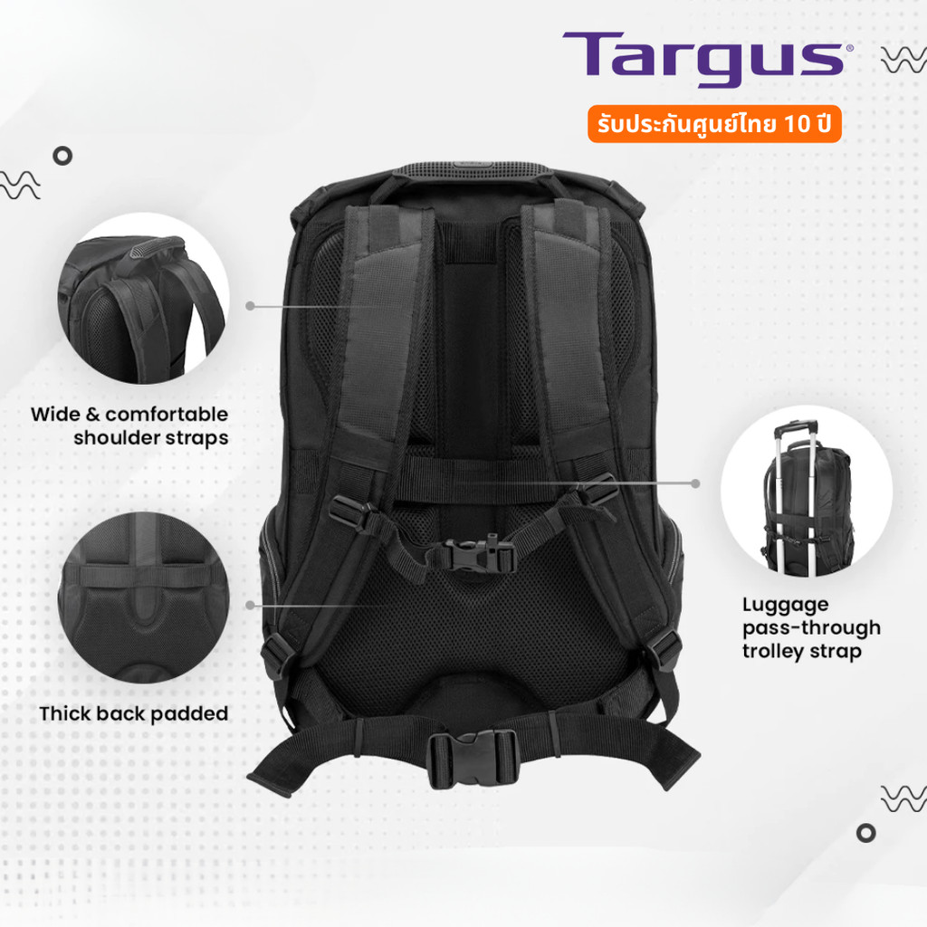 กระเป๋า Targus 17.3" Voyager II Backpack Thick, padded back with ...