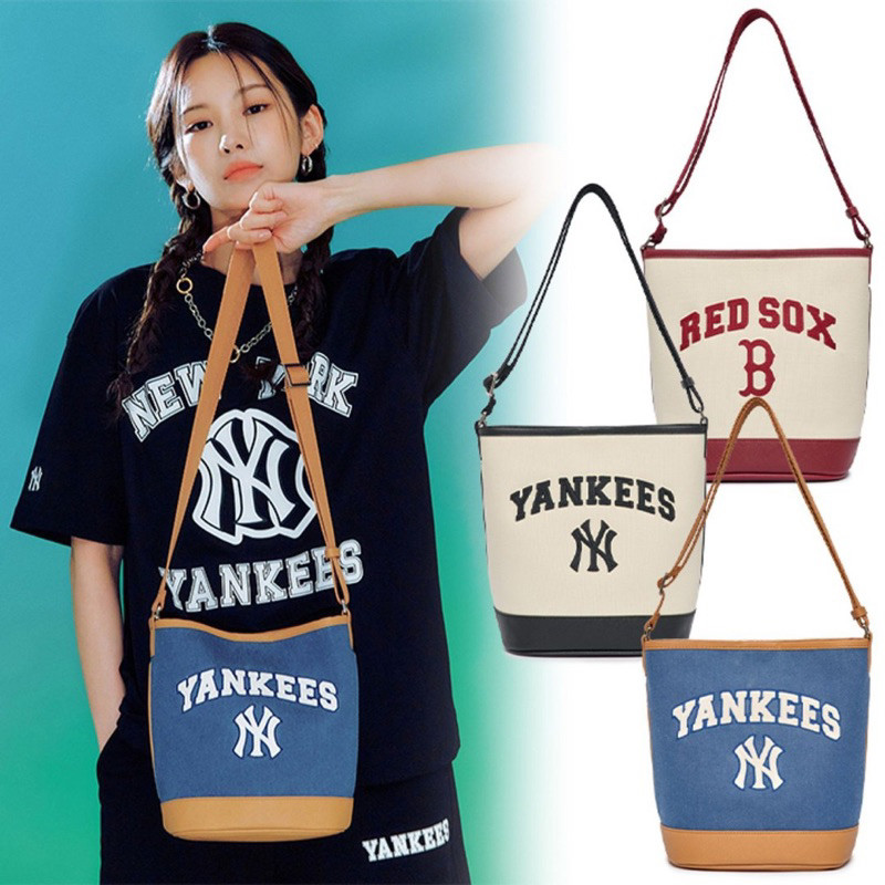 ♞Basic Big Logo Canvas Bucket Bag BOSTON mnm | Shopee Thailand