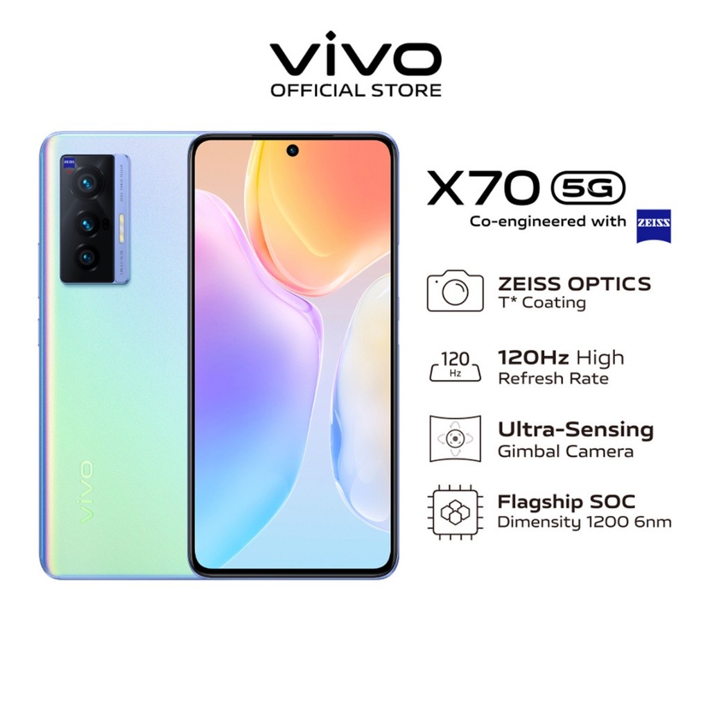ในสต็อก สมาร์ทโฟน vivo X70 5G (8+4GB RAM+128GB ROM/กล้องกิมบอลความไวสูงเป็นพิเศษ/เคลือบ ZEISS T ...