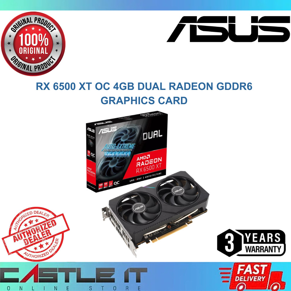 ASUS RX 6500 XT OC 4GB DUAL Radeon GDDR6 กราฟิกการ์ด PCIe 4.0 HDMI DP ...