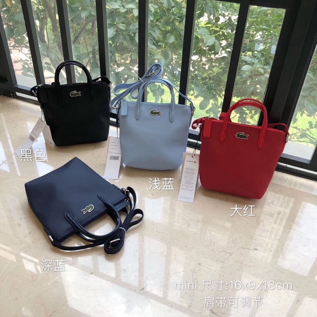 ในสต็อก Lacoste Mini French Crocodile Womens bag shoulder Small Tote ...