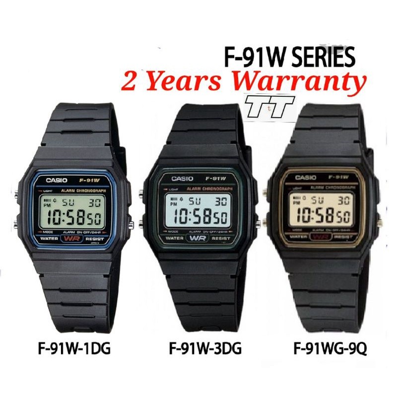 ในสต็อก เสนอ !!! Casio F-91W [รับประกัน 2 ปี] นาฬิกาเด็กนักเรียน F-91W-1 F-91WG-9 F-91W-3D F91W ...