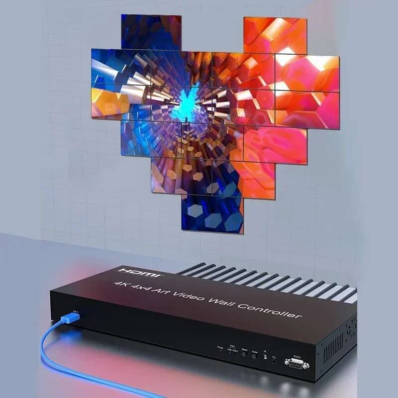 UHD 4K 4x4 HDMI Video Wall Controller หน้าจอแนวตั้งหมุน Art Splicing 16 ...