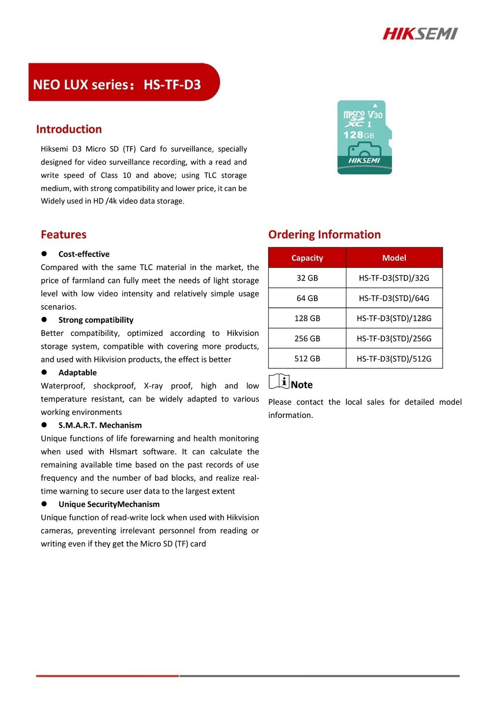 HIKSEMI NEO LUX | D3 128GB HIGH SPEED MICRO CARD CLASS 10 WARRANTY 7 ...