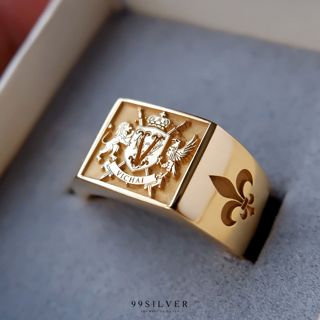 แหวน Signet Ring ออกแบบได้เองตามที่ต้องการ ตัวเรือนหน้าเหลี่ยม 11x11 ...