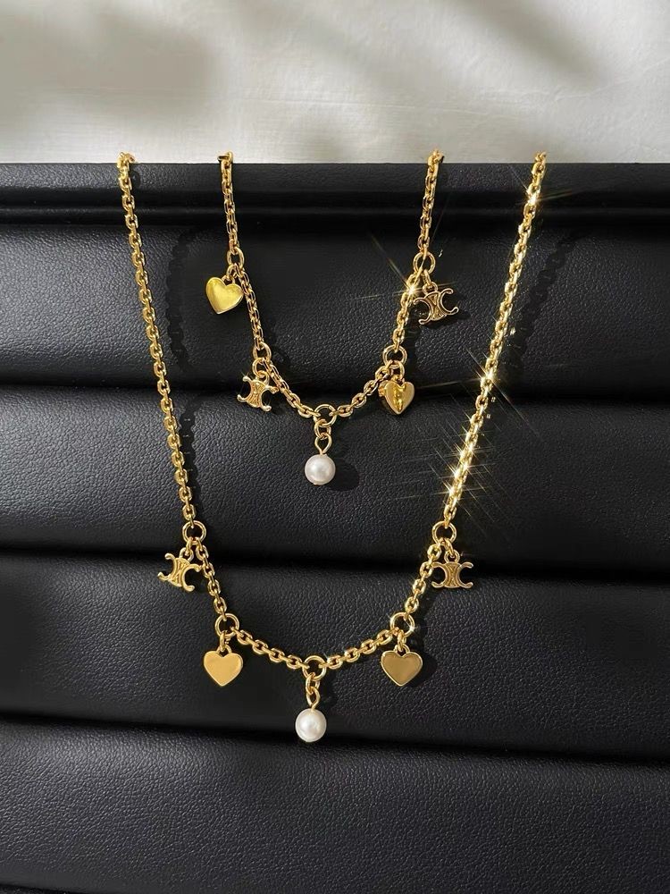 CELINE เซลีน 2024 วันวาเลนไทน์จีนจํากัดรักสร้อยคอมุกผู้หญิงยุโรปและ ...