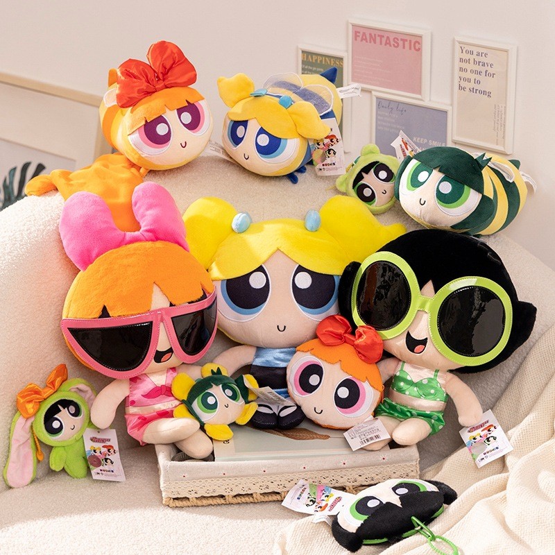 Powerpuff Girls ตุ๊กตาสัตว์จี้น่ารักกระต่ายลูกสุนัขหมีตุ๊กตาพวงกุญแจ ...