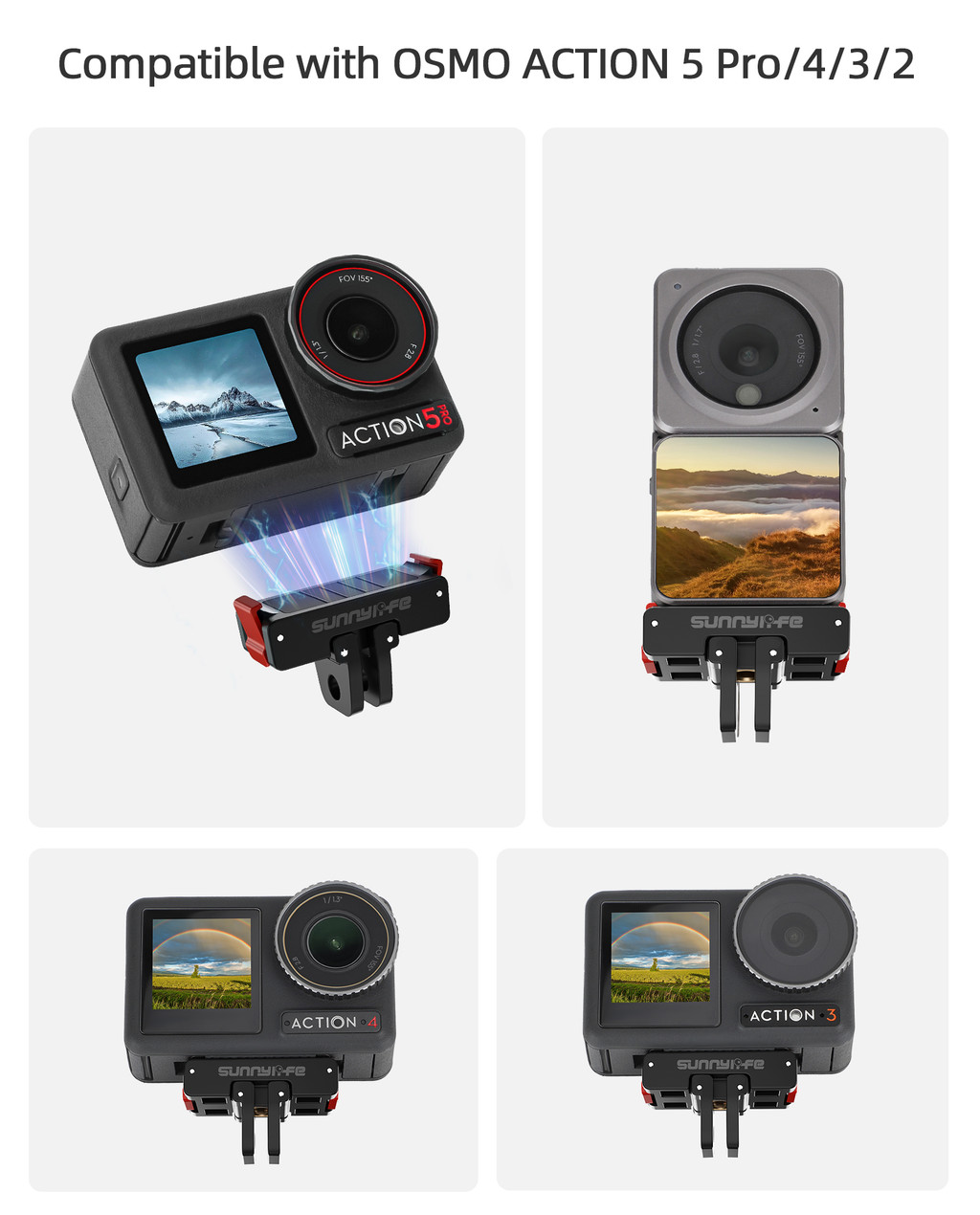 เหมาะสําหรับ DJI OSMO 360/ACTION 5PRO อะแดปเตอร์แม่เหล็ก ACTION4/3 พับ Quick Release ชิ้นส่วน ...