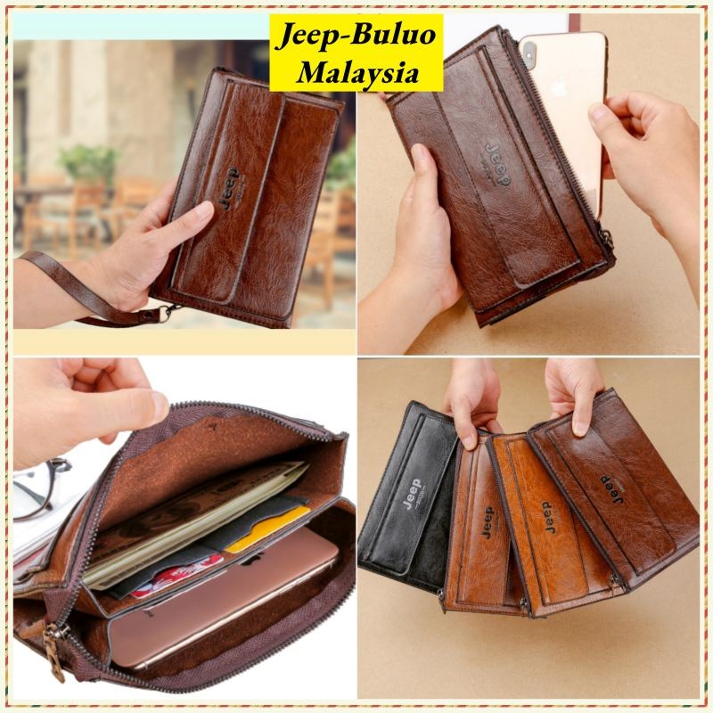 ในสต็อก JEE BULUO กระเป๋าสตางค์ผู้ชายกระเป๋าคลัทช์หนังกันน้ํา Beg ...