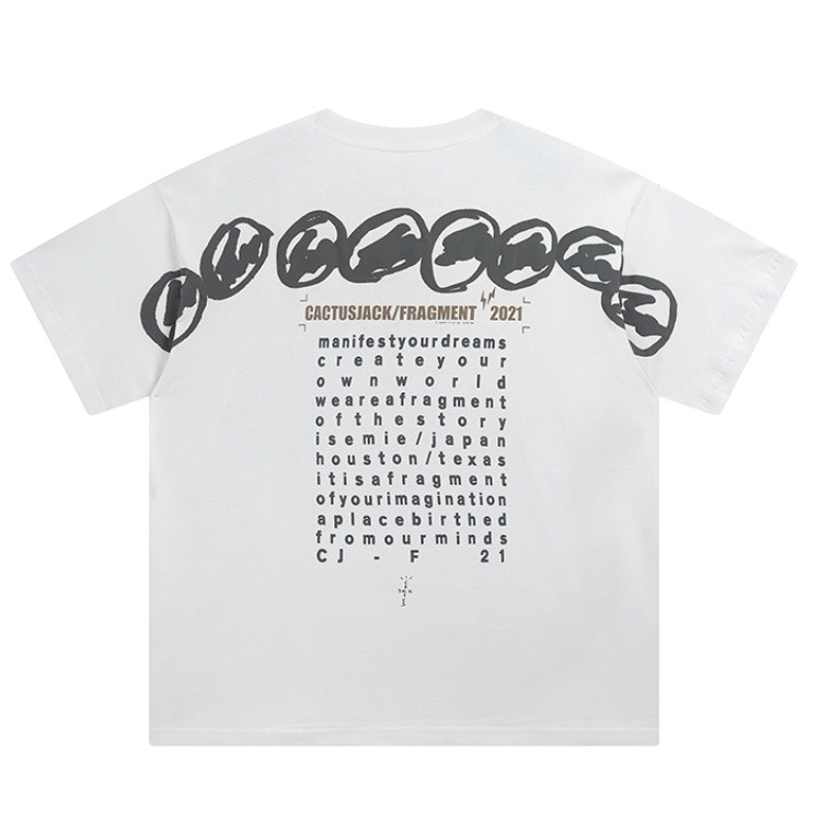 ♞,♘,♙เสื้อยืดคอกลม แขนสั้น พิมพ์ลาย High Street Travis Scott Lightning ...