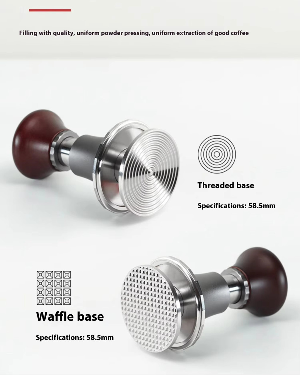 Zerohero กาแฟ Tamper สแตนเลส Tamper-Waffle/ยุโรป Arc ฐานระดับ Constant ...