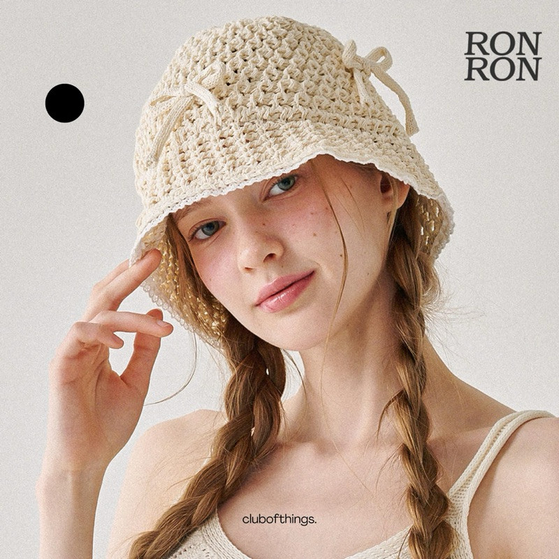 pre-orderꔛ Ronron Ribbon summer knit bucket hat 2 สี mnm | Shopee Thailand
