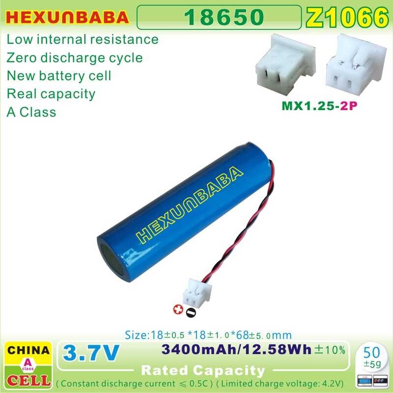 Δ ภาพใหญ่: 18650 Mx1.25 2P 3P NTC 10K 3.7V 2600Mah 3400Mah ลำโพง, ลาก ...