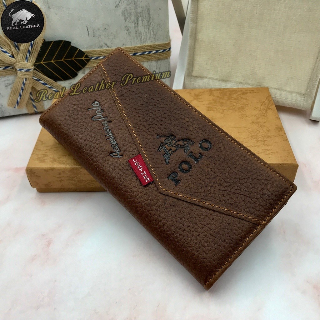 ในสต็อก Camel Lee กระเป๋าสตางค์หนังผู้ชายกระเป๋ายาว Dompet Lelaki Kulit ...