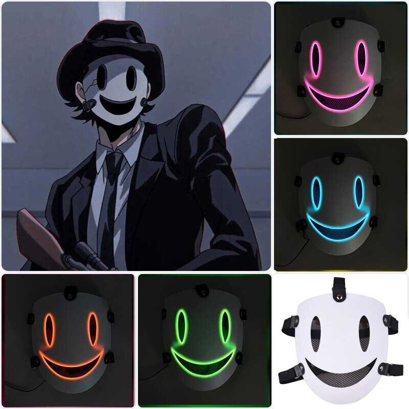Anime Japanese Cosplay Face Mask Neon High Rise Invasion Mask LED ...