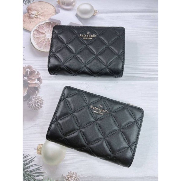♞กระเป๋าสตางค์สีดำ ใบกลาง 2 พับ Kate Spade natalia Medium Compact Bifold Wallet frg | Shopee ...