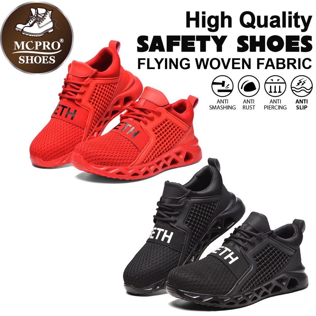 ในสต็อก MCPRO รองเท้านิรภัย Flying Mesh Breathable รองเท้าป้องกันแรงงาน ...