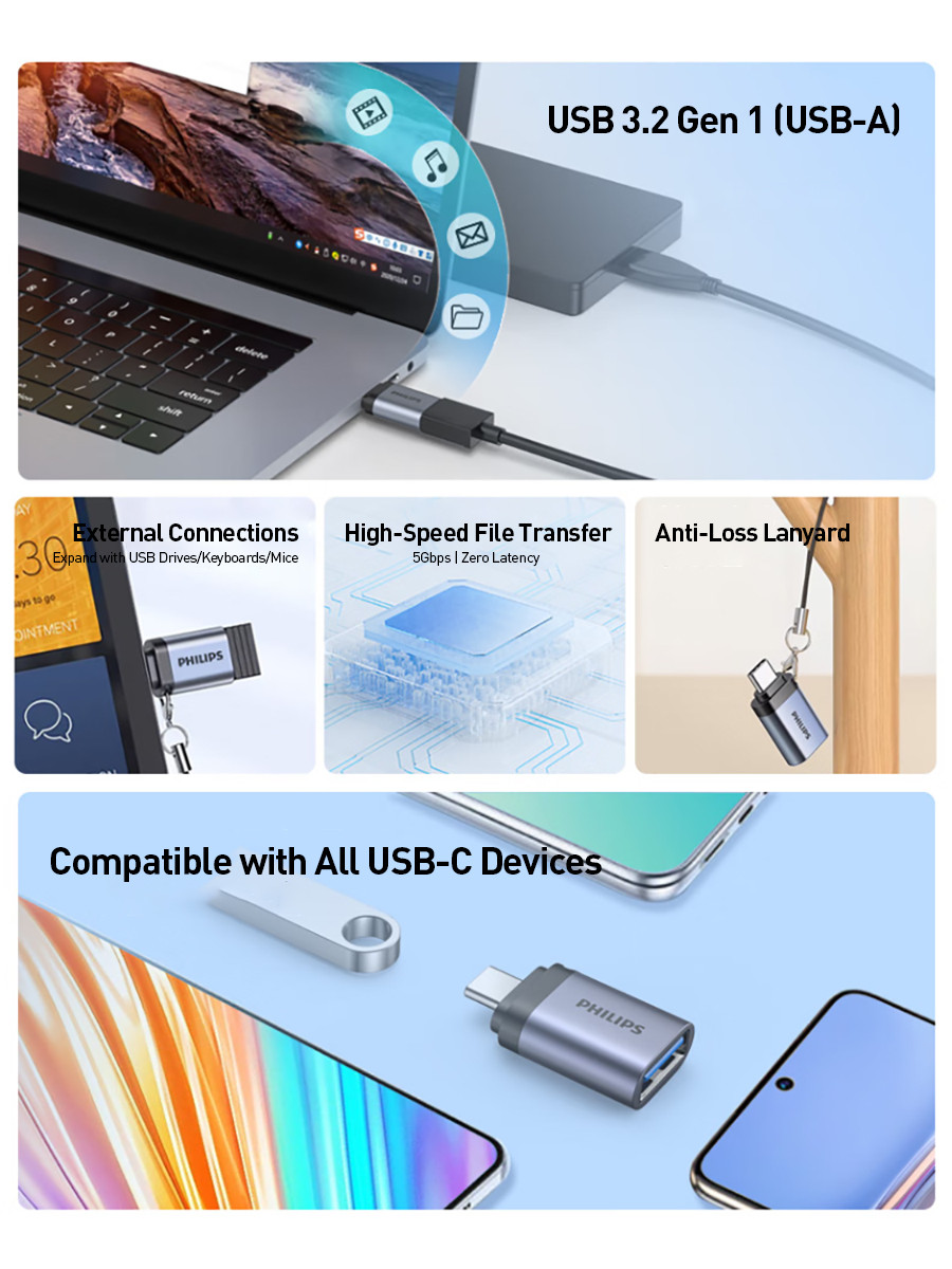 Philips อะแดปเตอร์ USB Type-C เป็น USB-A | Shopee Thailand