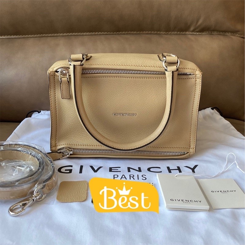 New! Givenchy Small Pandora Bag in Grained Leather Beige Camel | Shopee ...