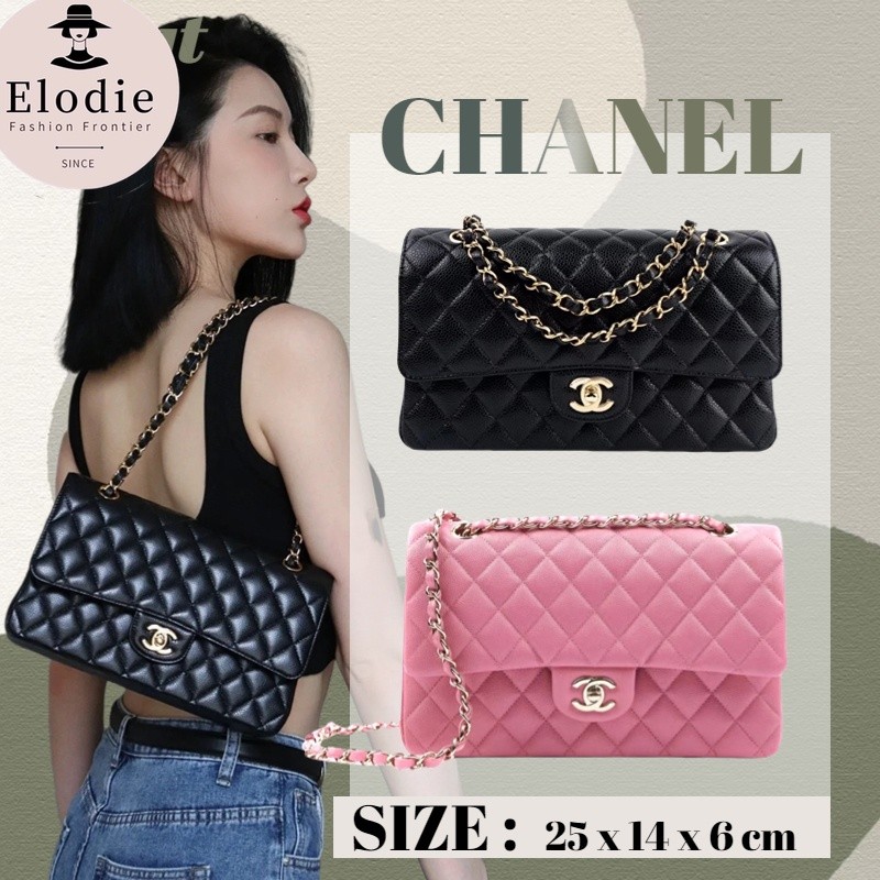 ชาแนล Chanel CF Classic Crossbody Bag/กระเป๋าสายโซ่/หนังแกะ ขนาดกลาง ...