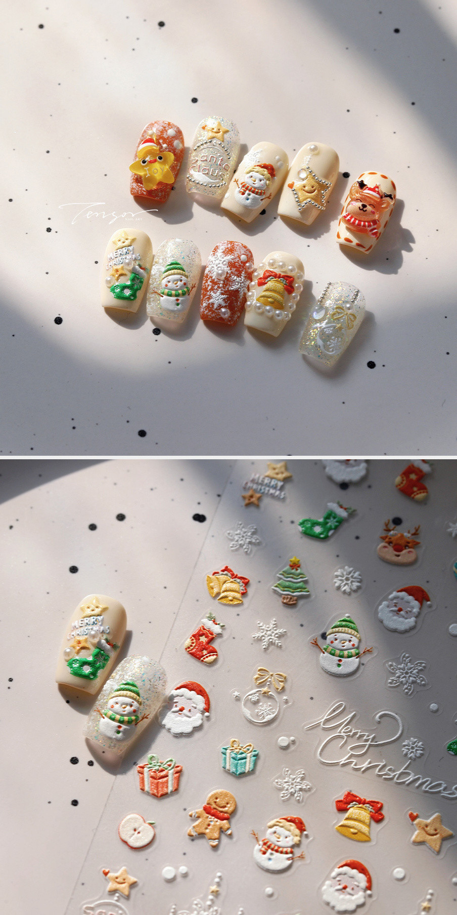 [Meow.sensei] magico Moji Tielu ญี่ปุ่น5D สติกเกอร์เล็บนูน Pro ฝ้าสติก ...