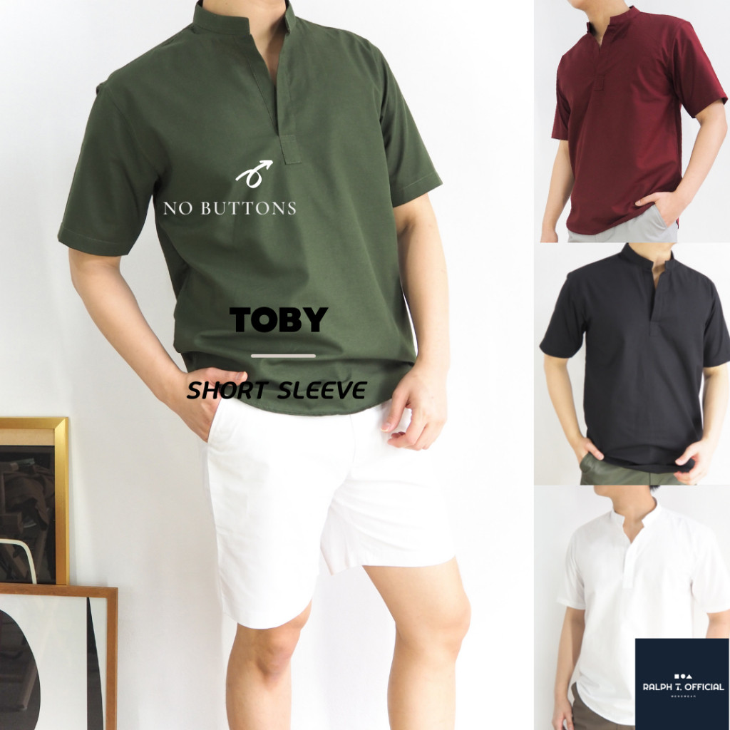 เสื้อเชิ้ตแขนสั้นผู้ชาย TOBY SHORT - RALPH T เสื้อเชิ้ตผู้ชาย คอจีน แขน ...