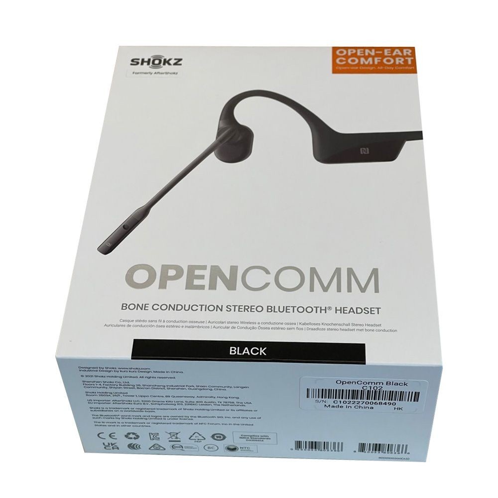 Shokz OpenComm Bone Conduction Stereo Bluetooth Headset C102 (Black) | Shopee Thailand